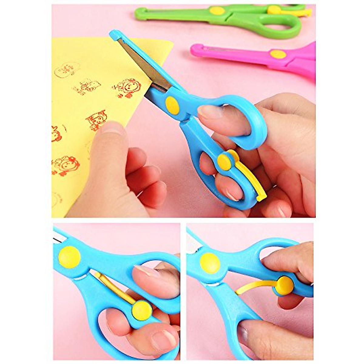 Kinteshun Children Scissors,Kids’ Artwork Blunt Tip Anti-Pinch Shears Students Cutter Scissors for DIY Handcraft Projects(5pcs)