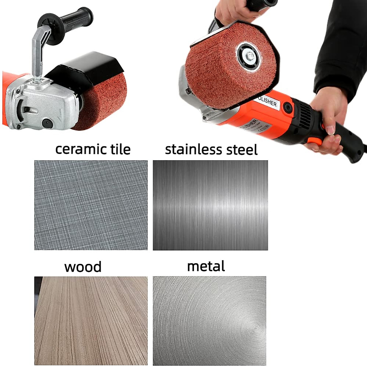 HaTur Electric Burnishing Polishing Machine Handheld Wheel Polisher Sander Wire Drawing Machine for Stainless Steel Metal Wood, 110V 1400W, 8 Speed Adjustable