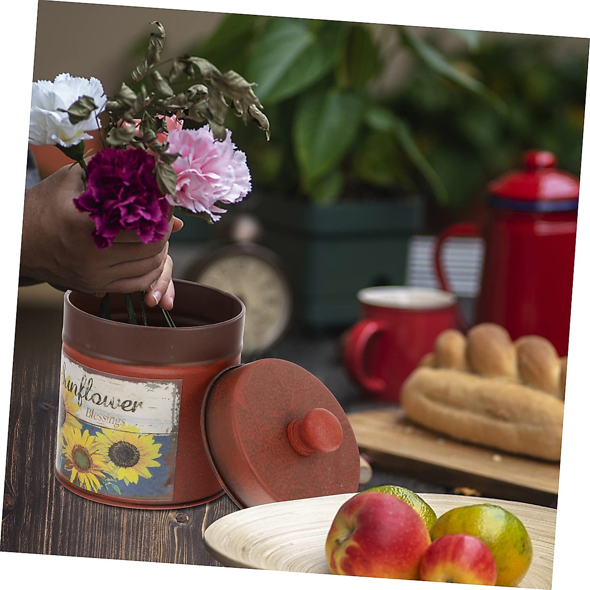 Cabilock Rustic Decor cookies tin farmhouse with lids vase bulk vases cookie tray with lid Container Plant Holder cactus Rustic Bread