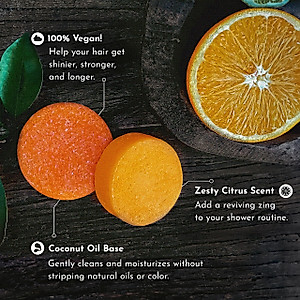Wave Fresh Citrus Shampoo & Conditioner Bar Set - Natural & Organic Moisturizing Vegan Shampoo and Conditioner Bars for Women & Men - Long-Lasting (80-120 Uses)