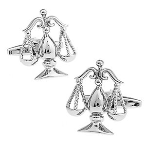 Libra Judge Lawyer Scales of Justice Cufflinks (Silver)