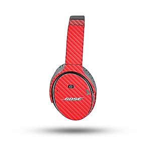 MightySkins Carbon Fiber Skin Compatible with Bose QuietComfort 35 II Headphones - Solid Red | Protective, Durable Textured Carbon Fiber Finish | Easy to Apply, Remove, and Change Style
