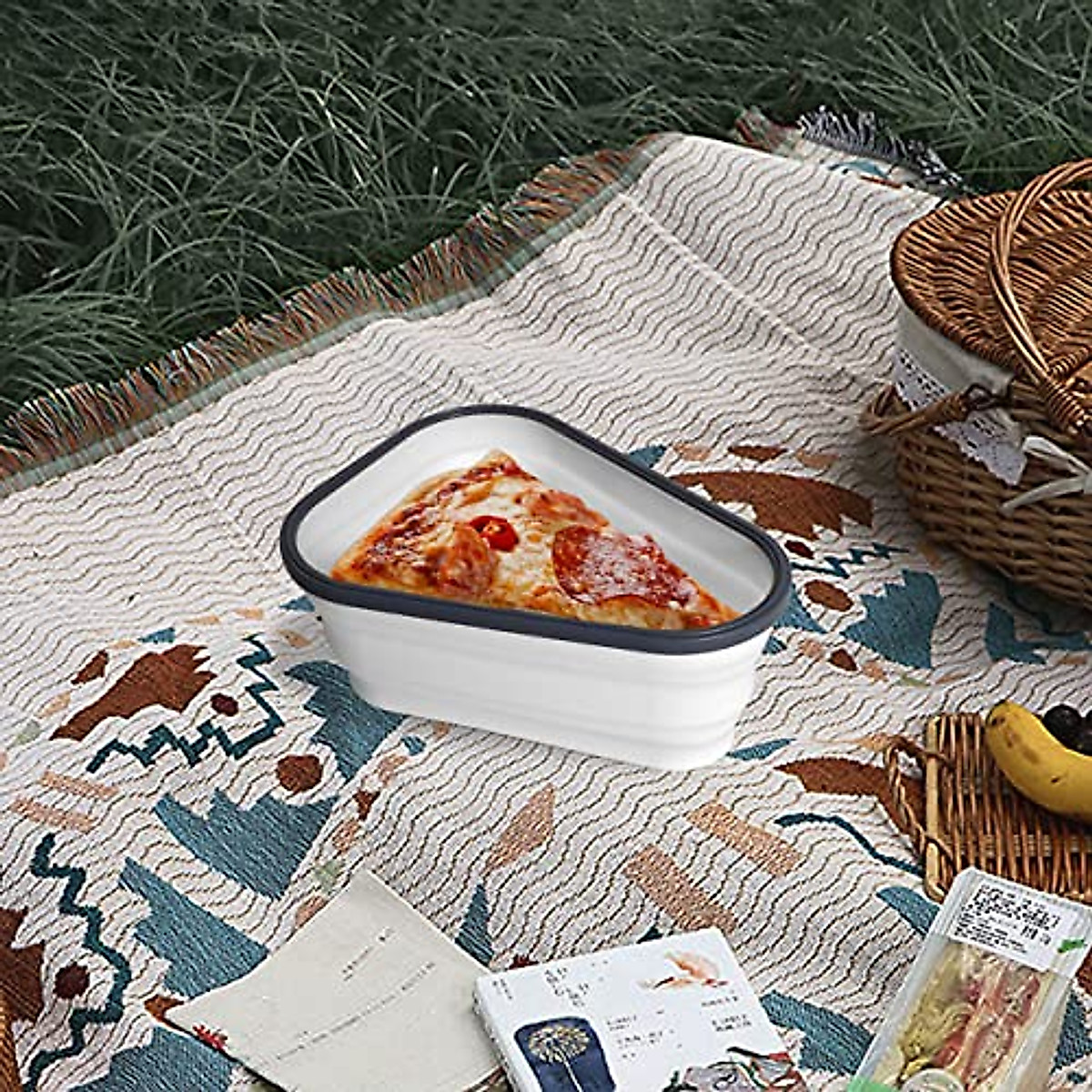 Pizza container, Silicone pizza container, 5 plate pizza container, Reusable pizza storage, Expandable pizza container