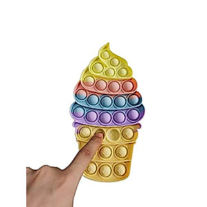K&W Push Pop It Popsicle Cone – Ice Cream Sensory Silicone Fidget Toys – Stress Relief, Autism & Anti-Anxiety – Flexible, Odorless & Easy to Play - Perfect for Elderly, Adults & Kids | Colorful