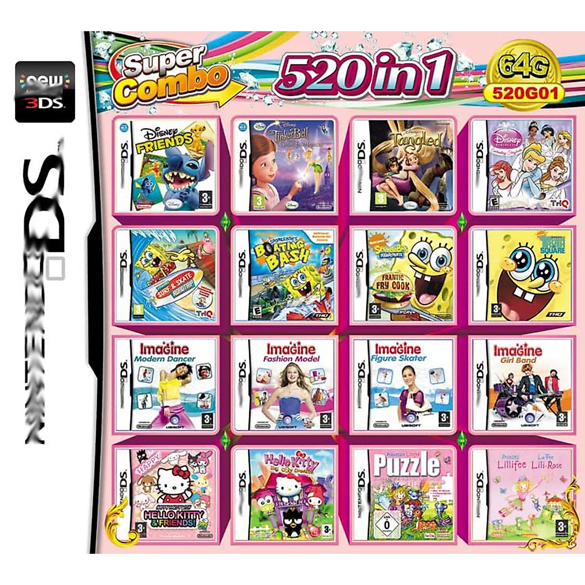 502 in 1 Game Cartridge, With 502 classic games on one small memory card, Suitable for Various Types of Game Consoles,Entertainment，Games Party