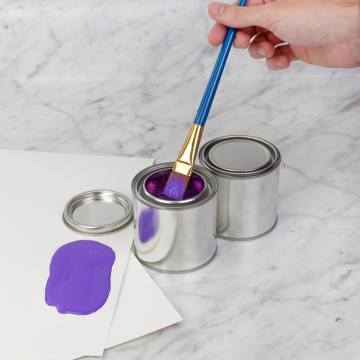 Cornucopia Metal Paint Cans with Lids (1/2 Pint Size, 6-Pack), 1-Cup Capacity Empty Unlined Half Pint Paint Pails