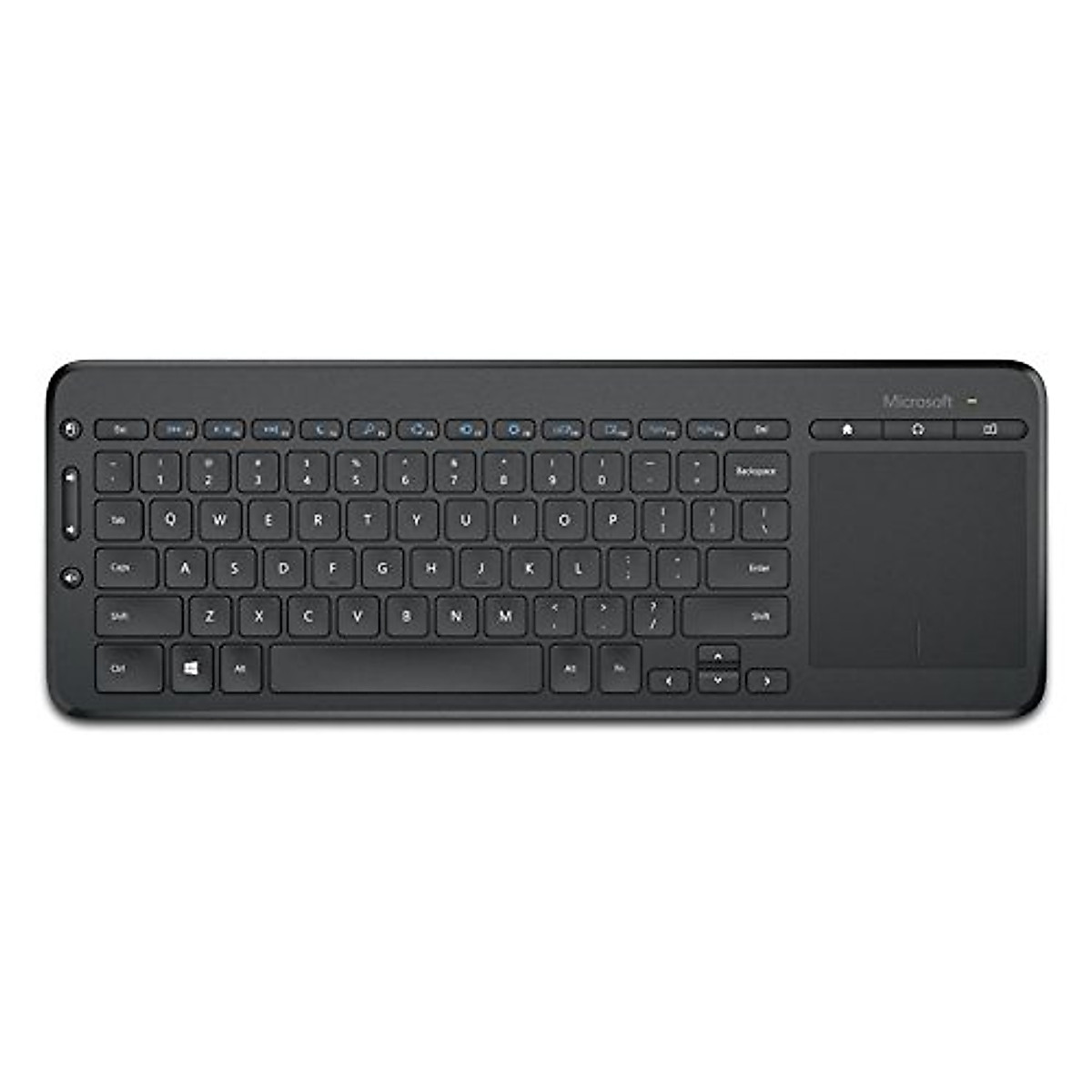 Microsoft Wireless All-In-One Media Keyboard,Black - Wireless Keyboard with Track Pad. USB Wireless Receiver. Spill Resistant Design. 2AAA Batteries Included.