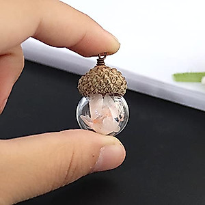 6PCS DIY Glass Vial With Acorn Caps Wishing Bottles Pendants Jewelry Accessory (P-20MM Ball-Acron Cap)