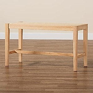 Baxton Studio Danyl Benches, One Size, Beige/Oak Brown