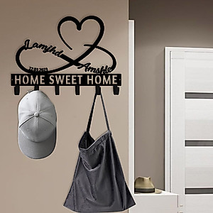 Personalized Key Holder for Wall, Custom Metal Infinity Heart Key Hooks with Name, Key Rack Organizer Wall Decorative for Entryway Doorway Hallway, Room Entrance Décor (Infinity-2)