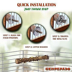 Natural Wood Bird Perch Hanging Branch for Parrot Climbing Training Perch Stand Platform Toy Cage Accessories for Small Parakeets, Cockatiels, Conures (7PCS)