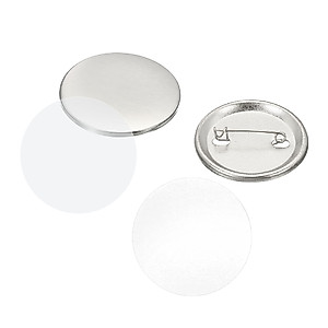PATIKIL 1.72inch Button Parts, Blank Button Making Supplies,25Pcs Round Badge Parts DIY Pin Maker Kit for Button Maker Machine with Metal Cover Metal Base, Film and Blank Paper