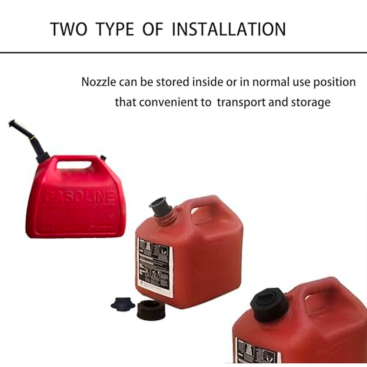 Gas Can Spout Replacement Universal Kit Leakproof Angle Nozzles Gasket Filter Screen Vent Cap Drill Bit for Old Style Gas Can Compatible with Midwest Blitz Gott Rubbermaind Essence Scepter (4black)