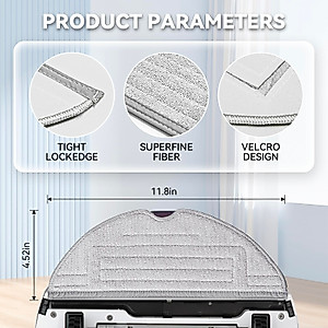 Generic Microfiber Vacuum Mop Cloth Pads for Roborock S8+, S8, S7, S7+, S7 MaxV, S7 MaxV Plus, S7 MaxV Ultra - Reusable and Washable Mop Pad Replacement Accessories (8 Pcs), Gray