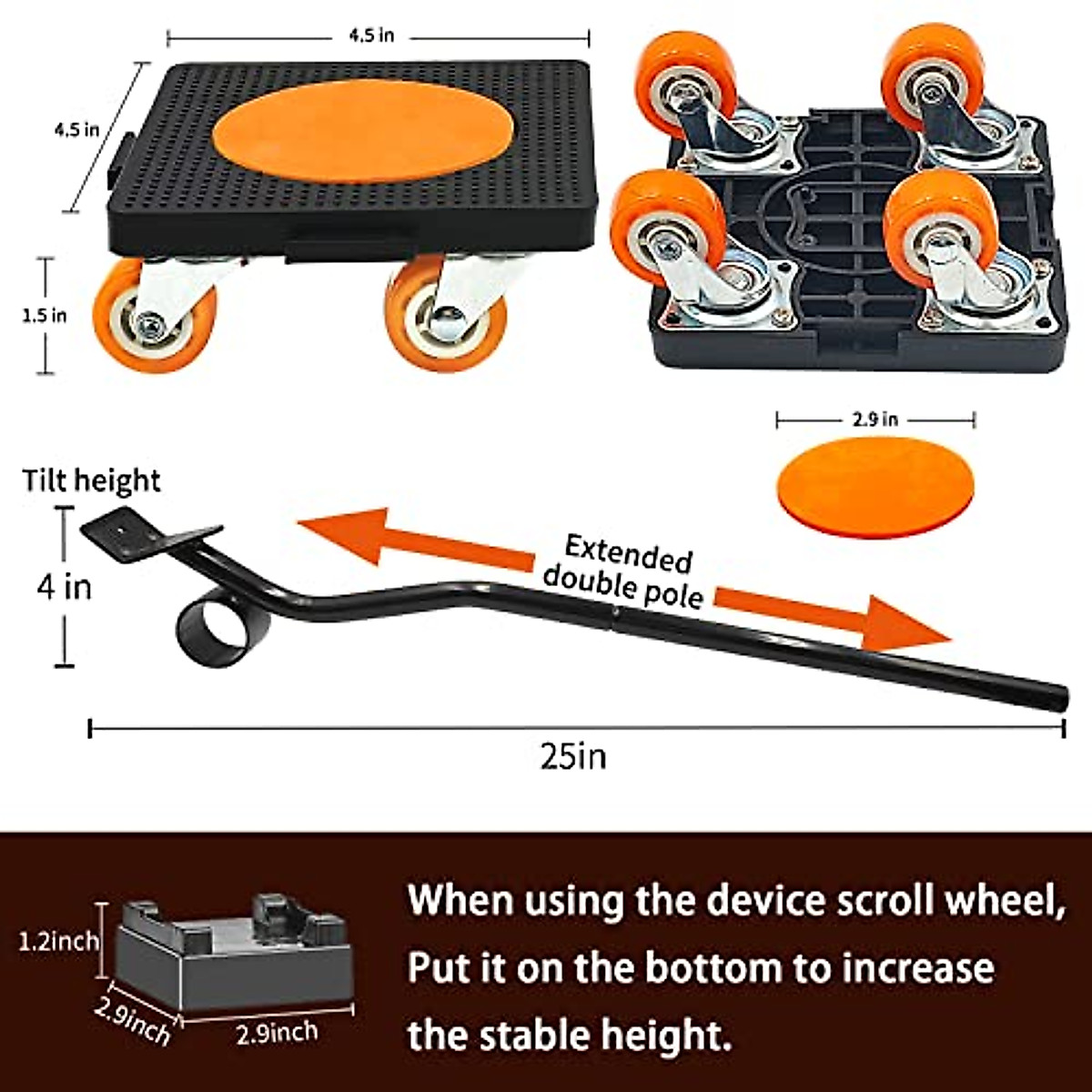 Furniture Movers, Heavy Duty Furniture Lifter Mover Tool Set of 4, 880 Lbs Load Capacity, 360° Rotation Moving Wheels for Sofa/Piano/Refrigerator (4 Pack)