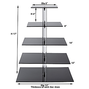 SinoAcrylic Cupcake Stand - 5 Tiers Square Cupcake Tower - Tiered Serving Dessert Cake Holder - Unique Black Exquisite Plate - Perfect for Wedding, Birthday, Party, Baby Shower and Christmas