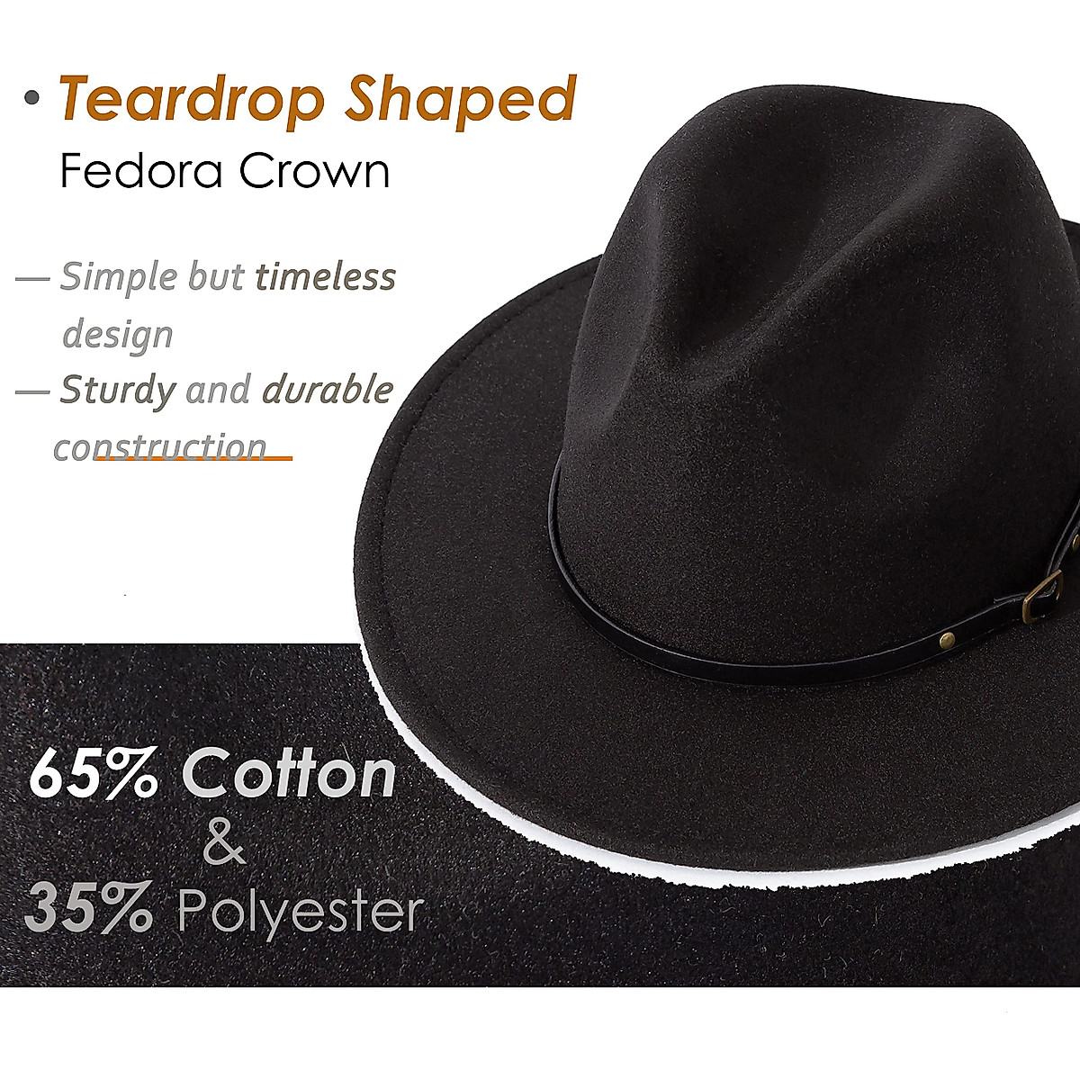 Lisianthus Women Belt Buckle Fedora Hat Black