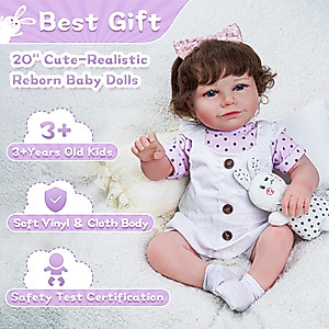 BABESIDE Reborn 20'' Cute Realistic-Newborn Soft Vinyl Real Life Baby Dolls for Little Girls with Accessories Set