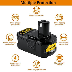 Masione 2-Pack 5.0Ah Replacement for Ryobi 18V Battery Lithium-Ion Compatible with P108 P102 P103 P105 P107 P109 P122 Batteries