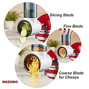 Slicer Shredder Attachment for KitchenAid Stand Mixer, Cheese Grater Attachment for KitchenAid Stand Mixer, Food Processor with 3 Blades by Hozodo