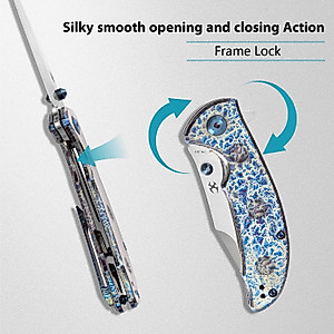 KANSEPT Rei Pocket Folding Knives for Men EDC Pocket Knife 3.3'' Satin CPM 20CV Blade Excellent Folding Knife with Titanium Lightning Strike Finish Handle EDC K1061A4