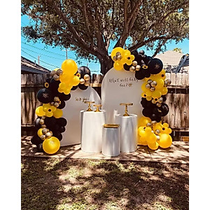 Black and Yellow Balloon Arch Kit, 100Pcs Black and Yellow Balloon Garland Kit, Black and Yellow Balloons Different Sizes 18/12/10/5 inch for Baby Shower Birthday Bee Bumblebee Themed Party Decoration