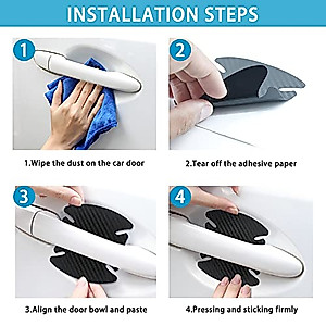 Aphrordity 16 Pcs Car Door Handle Scratch Protector Carbon Fiber, Car Door Handle Paint Scratch Protector Sticker, Non-Marking Auto Door Handle Protective Film (Black)
