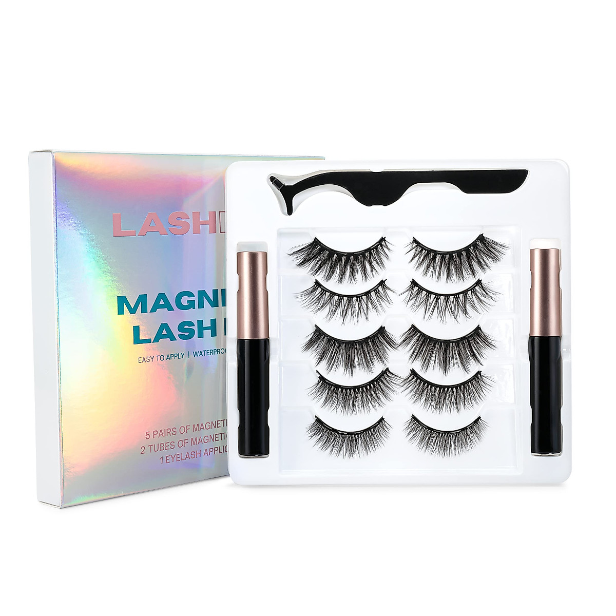 Lash BFF Magnetic False Lashes Variety Pack with Eyeliner, Wispy, Natural Look, and Dramatic Eyelashes, Reusable 3D Strip Eyelashes Bulk Kit, Waterproof Faux Lashes No Glue