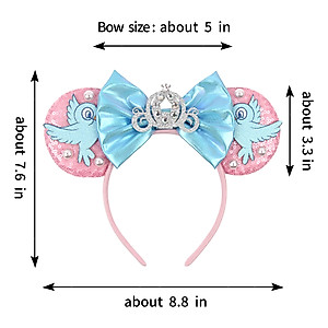 zhezesmila Shiny Mouse Ears Headband, Hot Chicken Ears with Sparkly Bow Hawaii-Headwear Decoration Hair Accessories for Girls Women Adult Kids Birthday Party