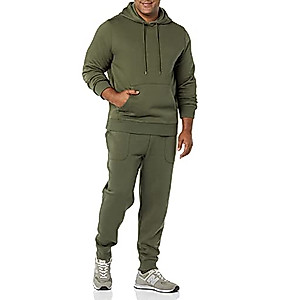 Goodthreads Men's Washed Fleece Pullover Hoodie, Olive, Large