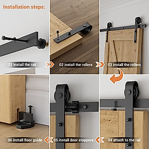 CCJH Barn Door Hardware Kit 4FT Sliding Track Heavy Duty for Single Max 24'' Wide Door Panel