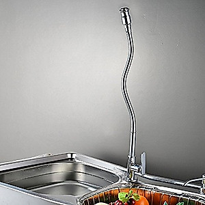 Inchant Outdoor Kitchen Sink Faucet - 360° Rotatable Single Hole Single Handle Cold Water Kitchen Faucet Flexible Neck Laundry Room Tap Bar Garden Outdoor Faucet, Deck Mount Chrome Finish