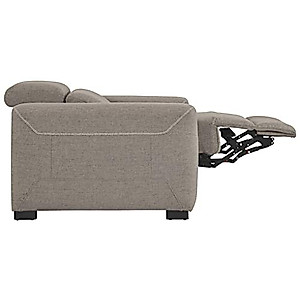 Signature Design by Ashley Mabton Contemporary Adjustable Power Recliner with USB Charging, Light Gray