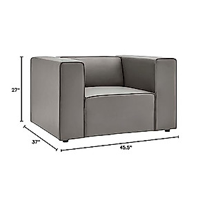 Modway Mingle Vegan Leather Lounge Armchair, Gray