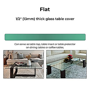 Fab Glass and Mirror Clear Tempered Top 24"x48" Rectangle 1/2" Thick with Flat Edge Radius Corner Replacement Dining, Coffee, Patio Table, Tabletop Protectors by Fab Glass, 24" X 48"