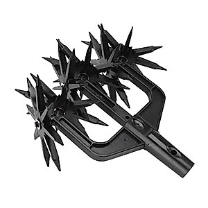 Fewb Rotary Cultivator Tiller, 2 in 1 Handheld Garden Rotary Tiller Cultivator with Detachable Tines, Manual Lawn Aerator Reseeding Grass Soil Mixing Seed Planting Tool for Cultivate Easily