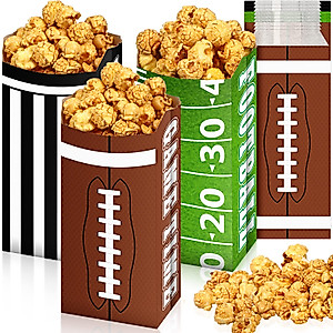 300 Pcs Football Popcorn Bags Football Candy Treat Bags Football Party Popcorn Boxes Football Popcorn Holder Football Paper Favor Bags for Football Theme Birthday Party Baby Shower Supplies