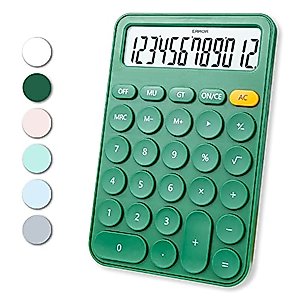 Standard Calculator 12 Digit,6.2 * 4.2in Desktop Large Display and Buttons,Calculator with Large LCD Display for Office,School, Home & Business Use,Automatic Sleep,15 °Tilt Screen (Green)