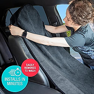 SG Edge Terry Cloth Sweat Towel Seat Cover; Carseat Towel Protector; Great for Gym Workout; Waterproof; Universal Fit for Car SUV Van Truck; EZ fit; Non Slip Grip; Machine Washable; 2pc Grey