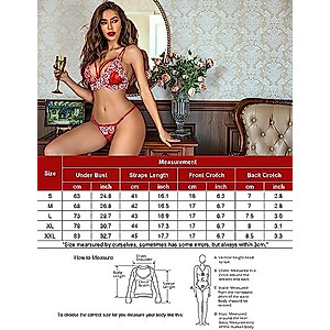 Avidlove Lingerie Sets for Women 2 Piece Lace Babydoll Lingerie Sexy V Neck Bra and Panty Sets (Large, Red)