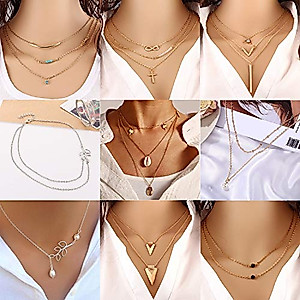 AROIC 20 PCS Pendant Necklace with 14 PCS Gold,6 PCS Sliver,20 styles of necklaces for Women Girls Jewelry Fashion and Valentine Birthday Party Gift