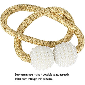 8 Pack Magnetic Curtain Tie Backs with Pearls,Modern Curtain Holdbacks Strap,Decoration for Kindergarten,Outside and Inside Drapes