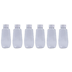 Natural Farms Wide Mouth Oval Plastic Dressing/Sauce Jar with Flip Top Lid and Foam Liner to Seal - 6 Pack - 12 Oz Squeeze Bottles