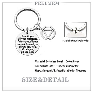 FEELMEM Sobriety Gift Keychain Addiction Recovery Gift AA Alcoholics Anonymous Warrior Recovery Gift New Beginnings Gift（silver