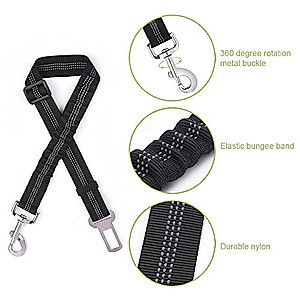 Nasus Dog Car Harness Plus Connector Strap, Adjustable Double Breathable Mesh Fabric Travel Regular Vest Harness with Safety Seat Belt in Cars Vehicle for Dogs Road Trip Daily Walks (Small, Black)