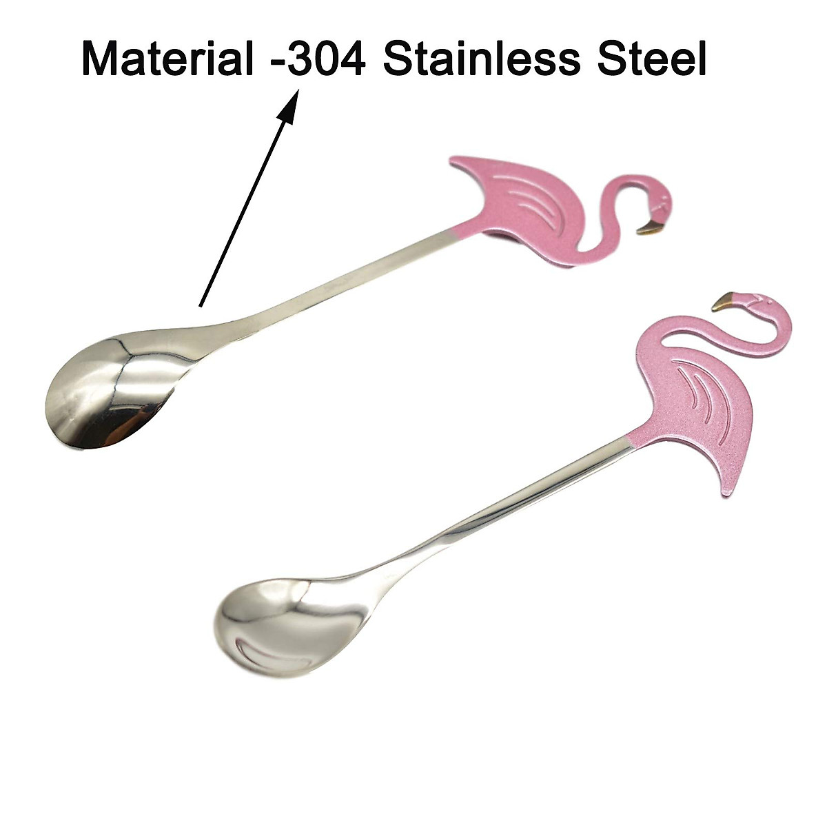 Maydahui 6PCS Flamingo Spoons Cute Animal Spoon 5.1 inch 18/10（304）Stainless Steel Coffee Iced Tea Espresso Dessert Stirring Spoon Kitchen Accessory Tableware