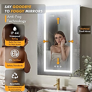 KRISTALLUM LED Lighted Medicine Cabinet Front & Backlit Dimmable Colours, Clock & Temp, USB Outlets