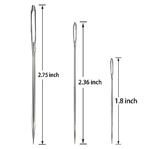 Hekisn Large Eye Sewing Needles, Sewing Needles, Stainless Steel Embroidery Thread Needle, Handmade Yarn Knitting Needles Leather Needle (15 Pieces)