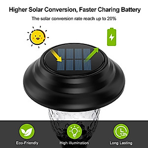 Balhvit Glass Solar Lights Outdoor, 4 Pack Super Bright Solar Pathway Lights, Up to 12 Hrs Long Last Auto On/Off Garden Lights Solar Powered Waterproof, Stainless Steel LED Landscape Lighting for Yard