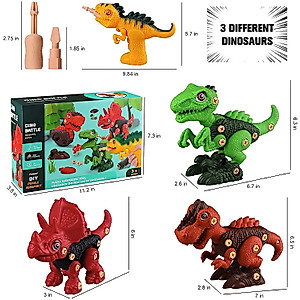 HB Direct Educational Take Apart Dinosaur Toys w/Dino Electric Drill for Ages 3-7, Construction Dinosaur Building Toy, Dinosaur Screwdriver Toy with Drill for Kids, Build a Dinosaur Take Apart Toys